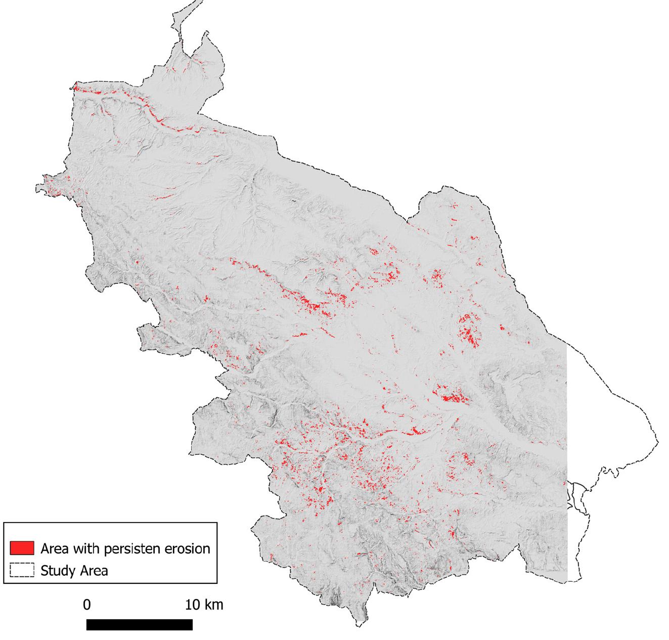 Map of permanent erosion between october 2019 and september