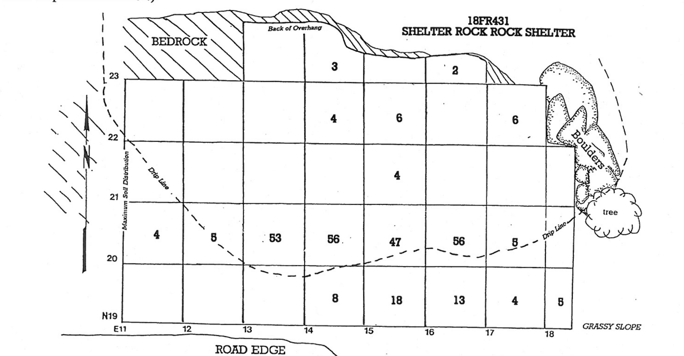 Floor plan of shelter rock rock shelter showing the