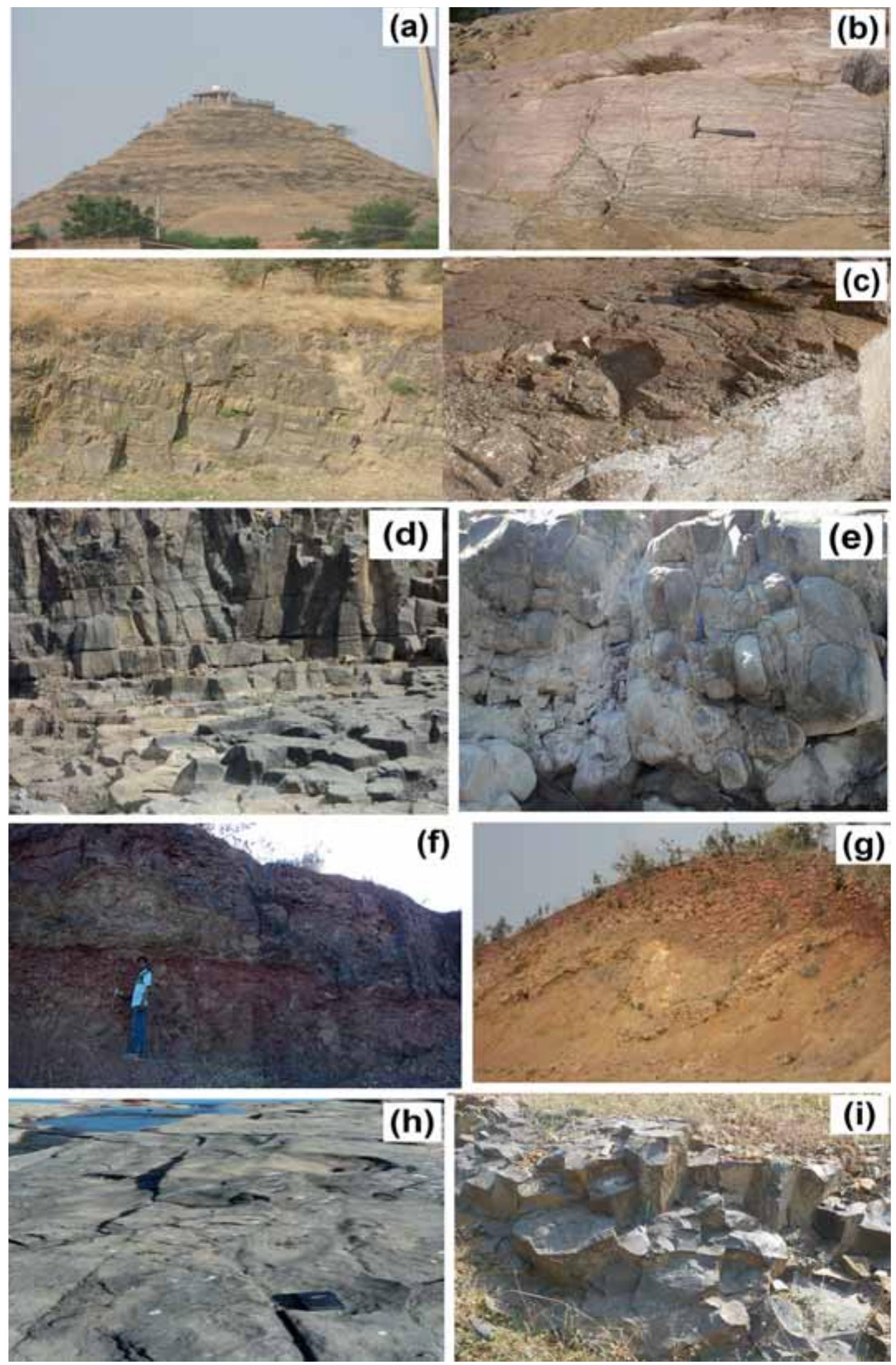 (a) flat topped plateaus and ridges which exhibit small