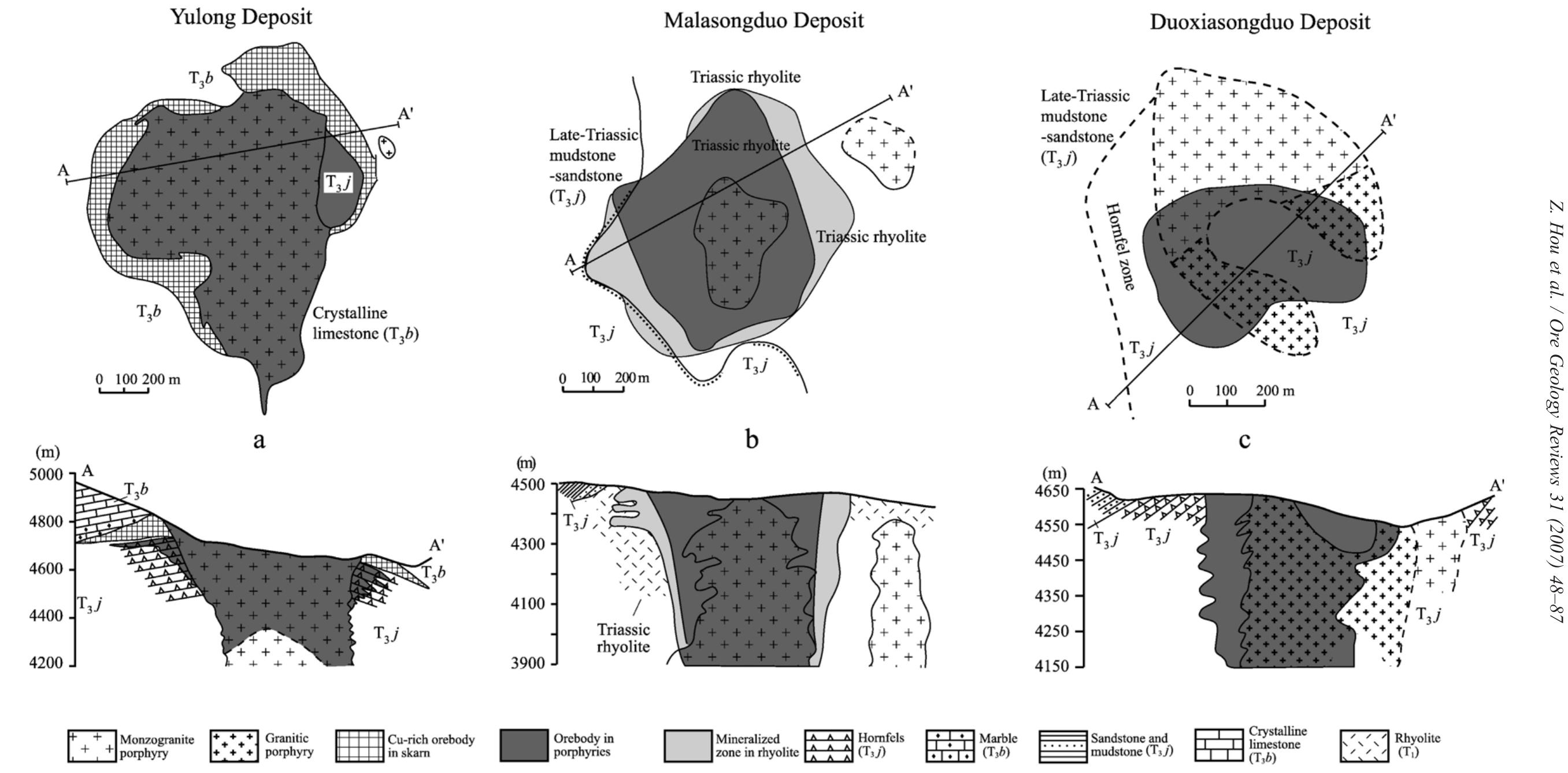 Plan map and cross-section of hydrothermal mineralization