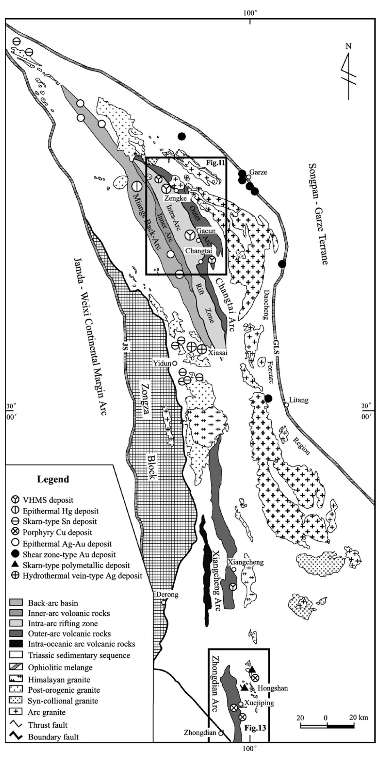 Sketch map showing the tectonic framework of the late