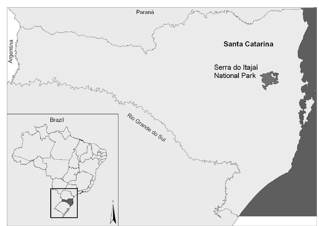 Map showing location of serra do itajai national park, state