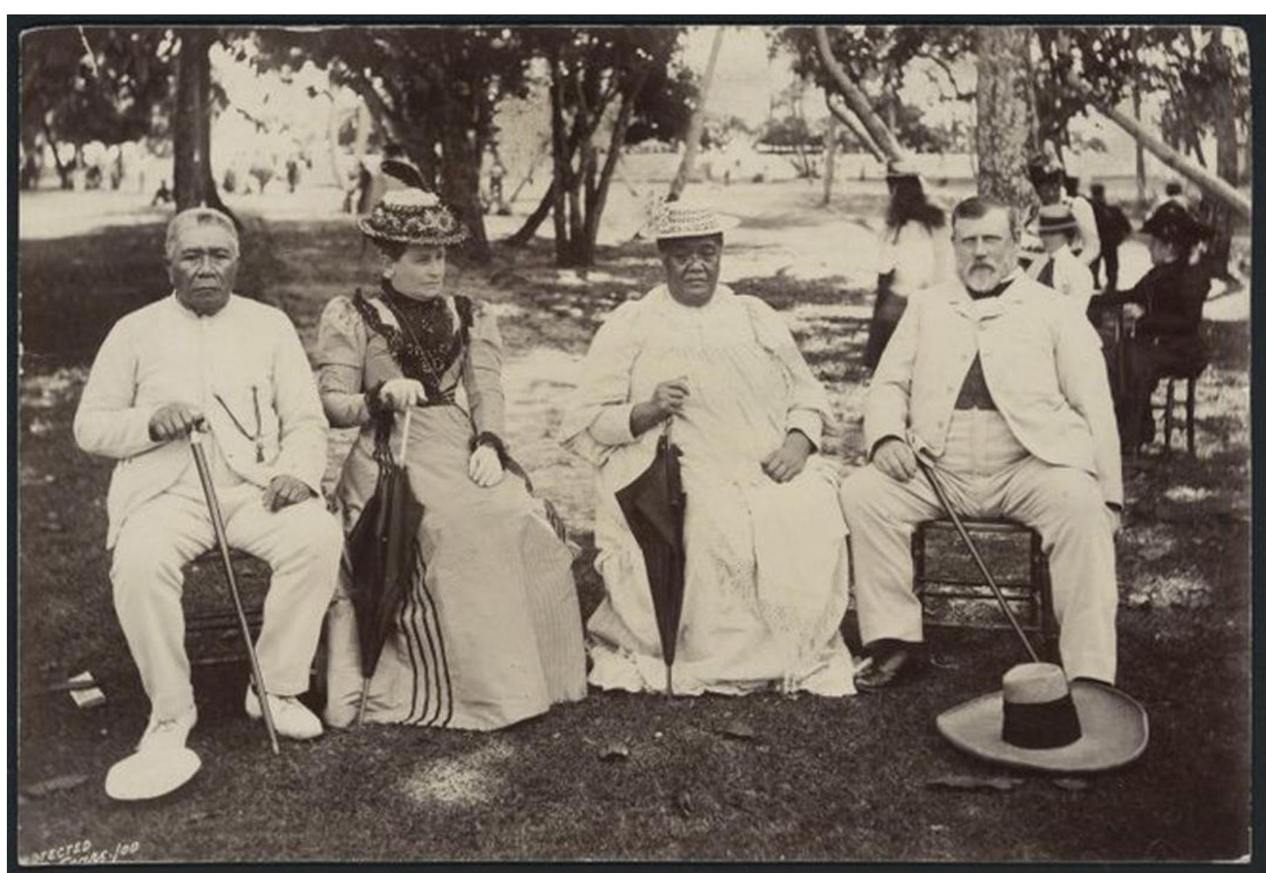 The king and queen of rarotonga, with mrs seddon and premier