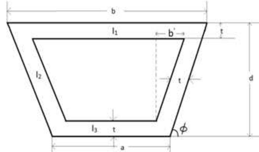 ; a typical box girder section taken for the study i;