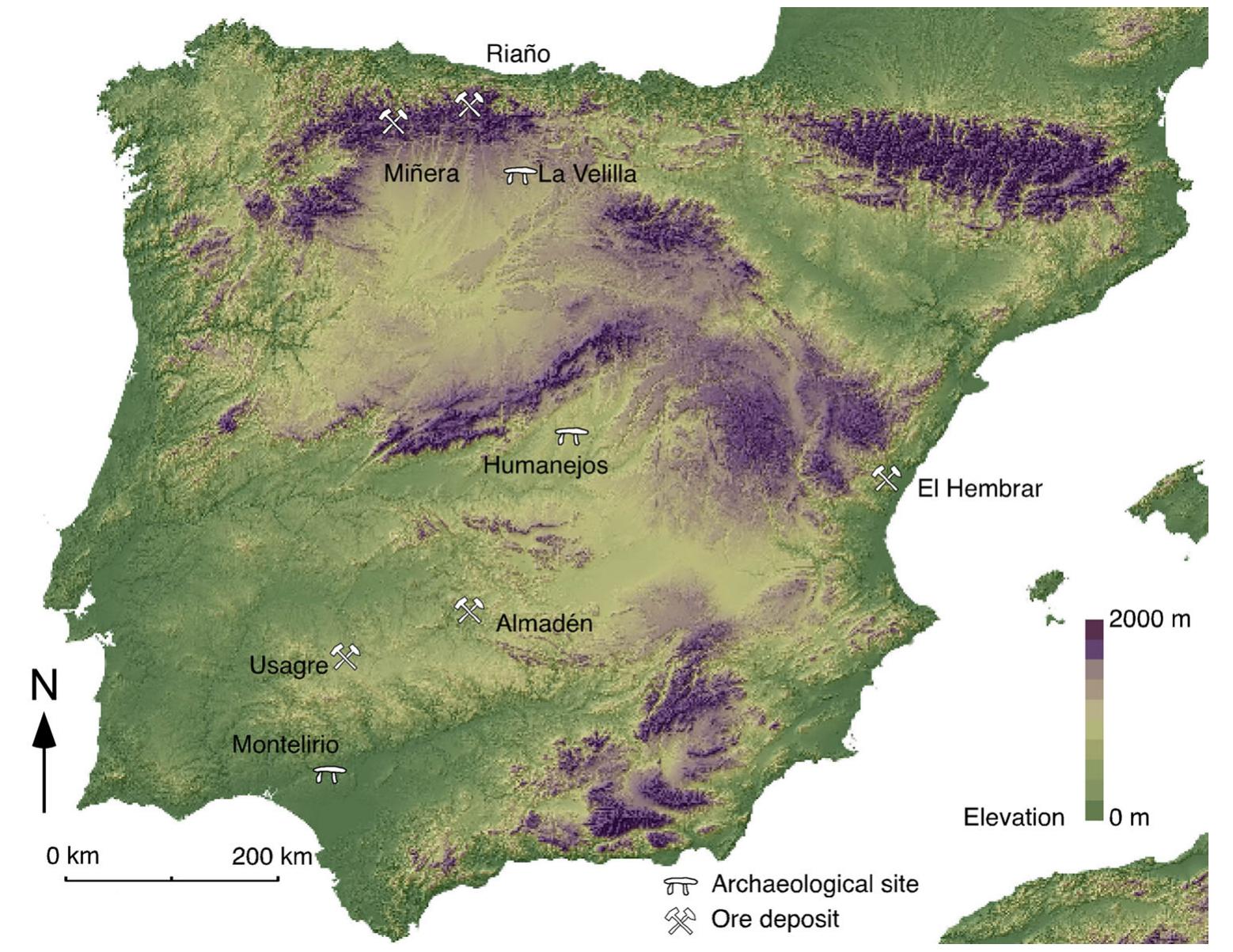 Geographical map of the iberian peninsula showing the