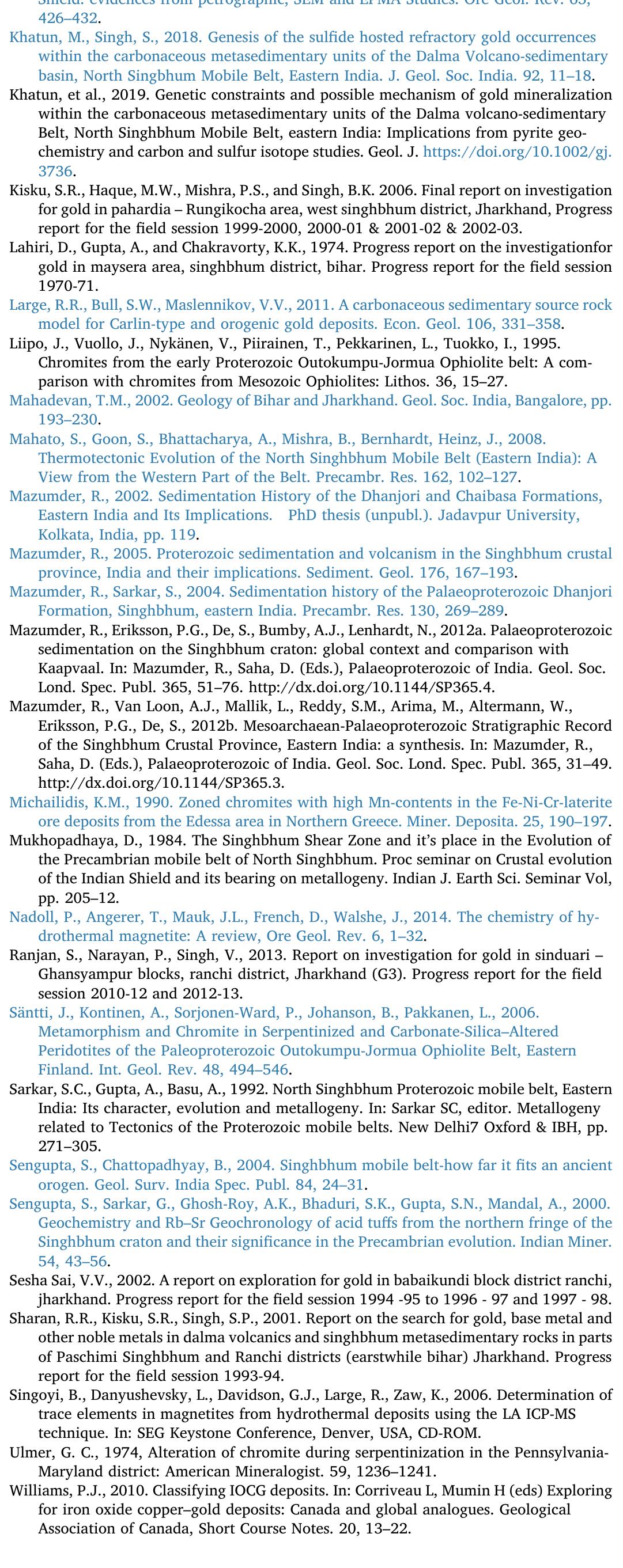 Table 8 - Genesis of metasomatic gold mineralization in the