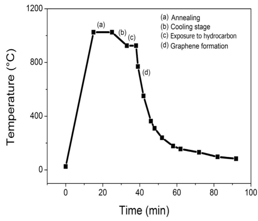 Illustration of the temperature-time profile of graphene