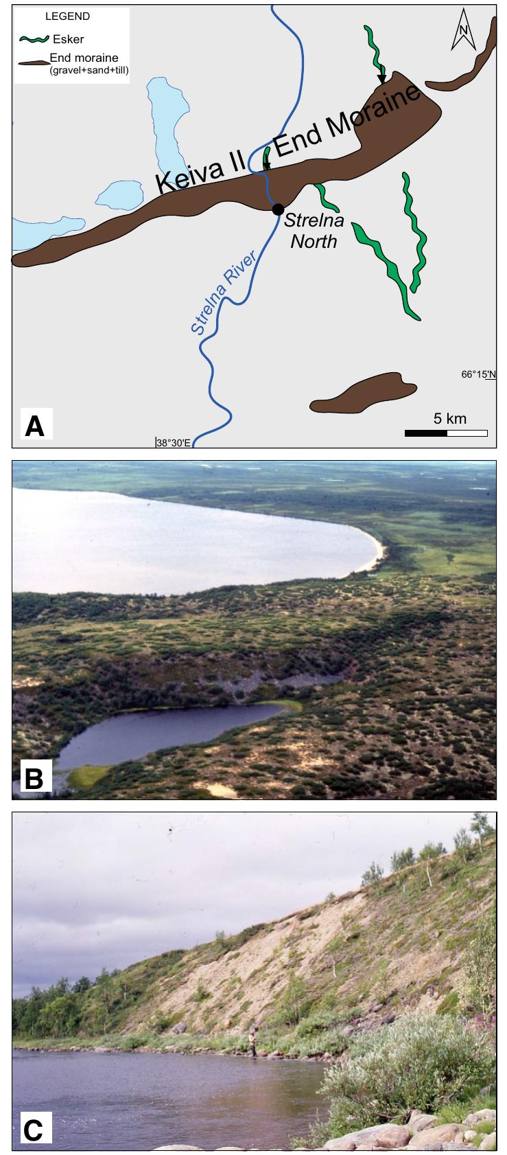 A location map of the strelna north exposure in the keiva ii