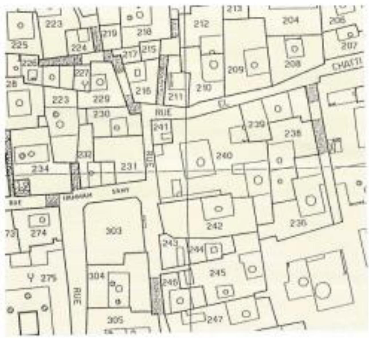 Cross-section of a french cadastral map of damascus (keenan