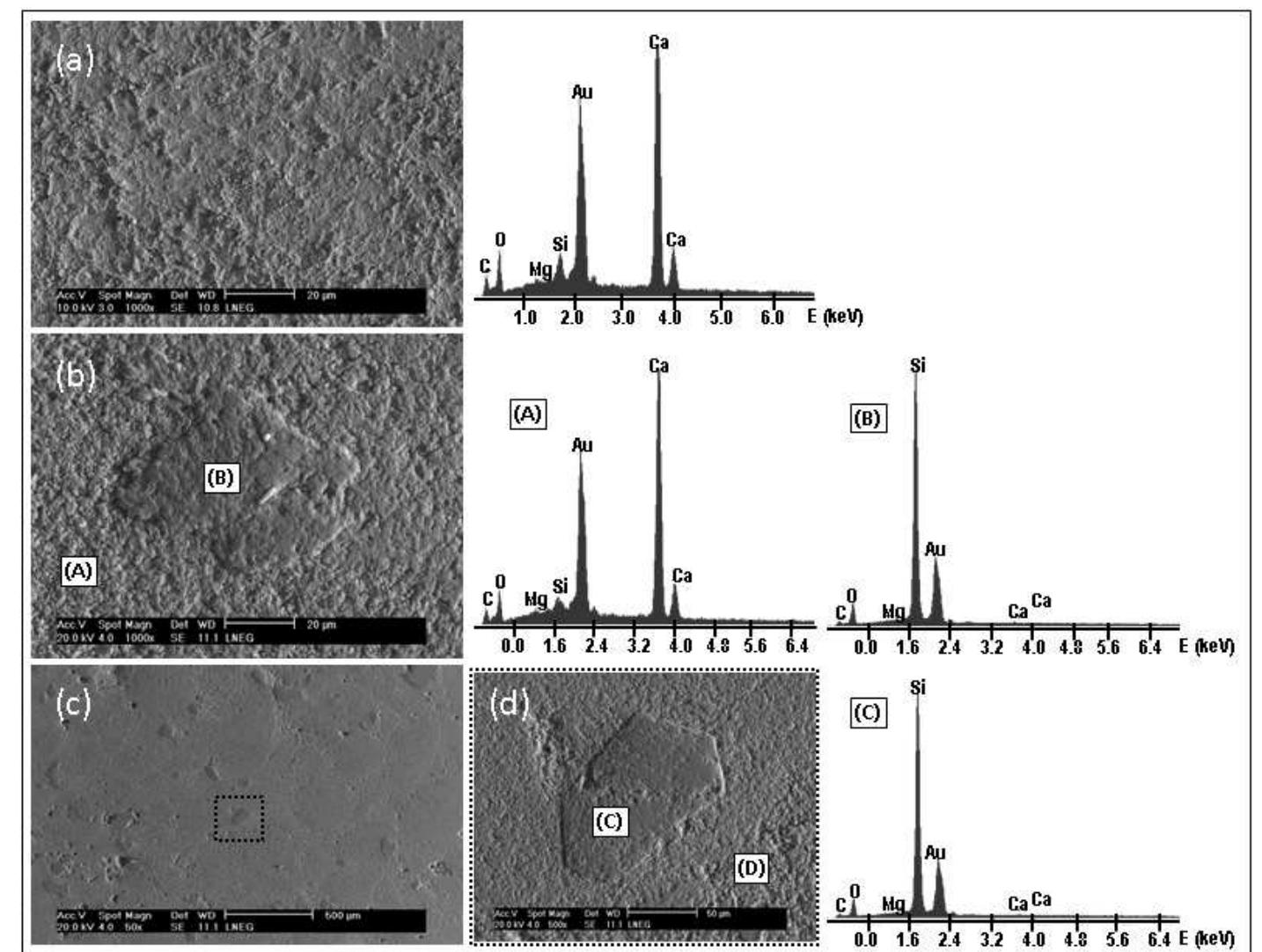 Sem images and eds spectra of bluish-grey atlantic blue