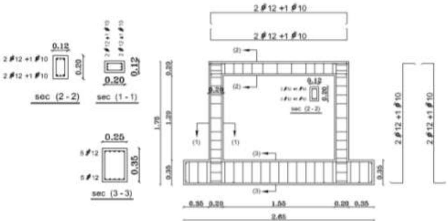 | details of reinforcement and dimensions of all tested