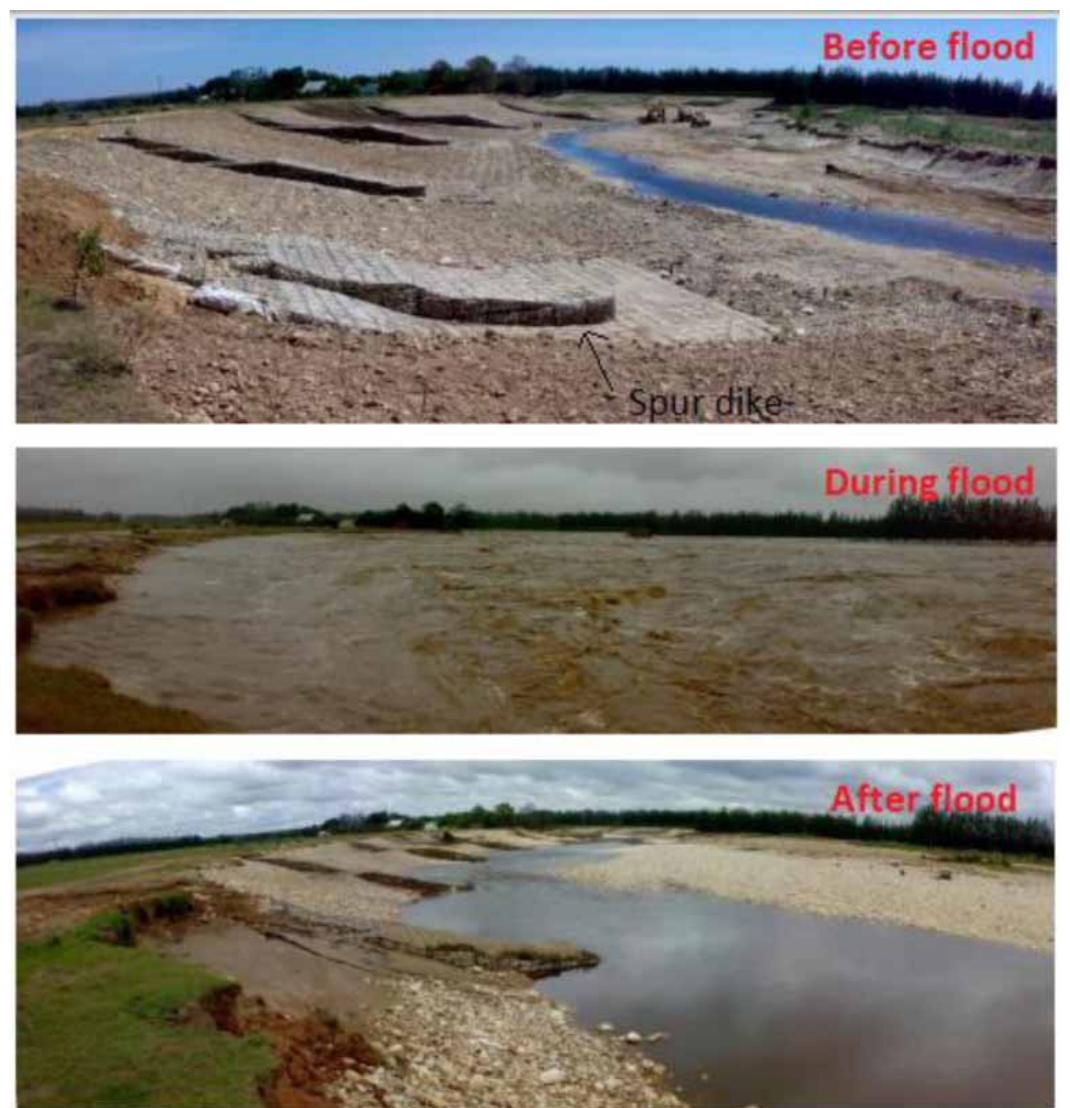 | photos captured downstream of the spur dike before,