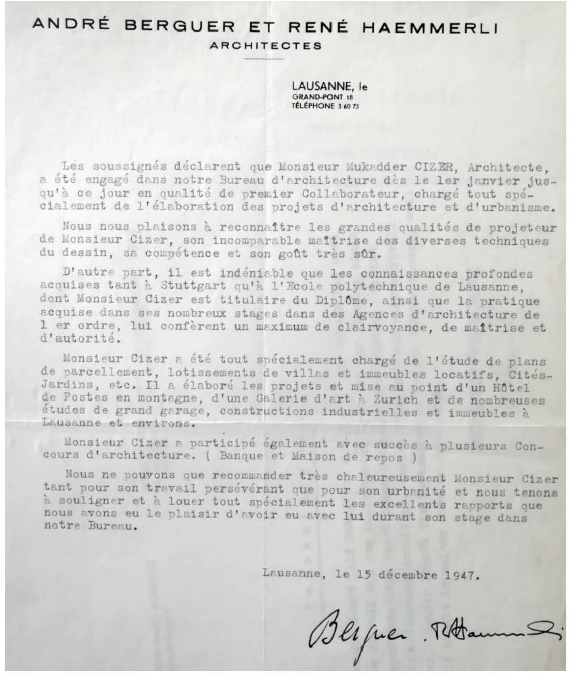 18 : recommendation letter by the architectural bureau