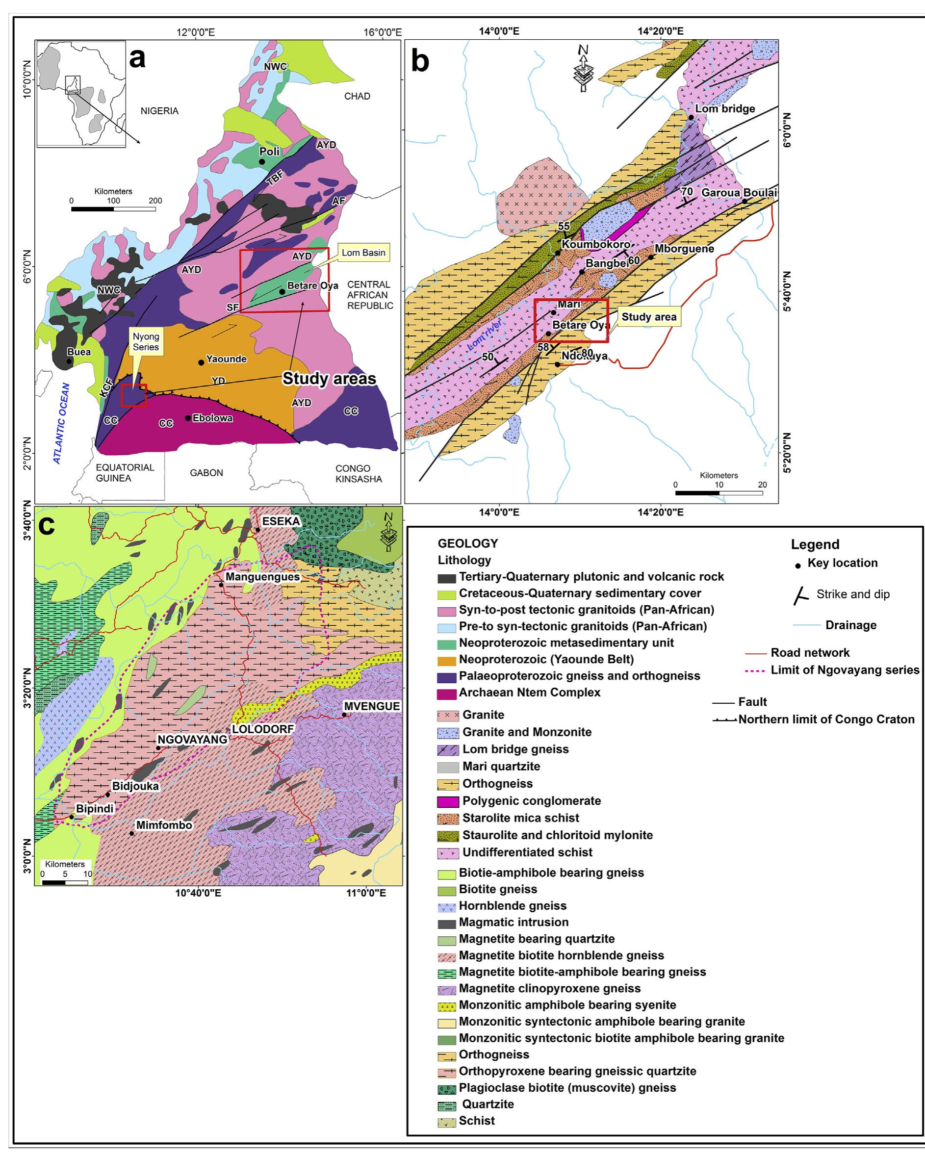 (a) geological map of cameroon (modified after toteu et al.,