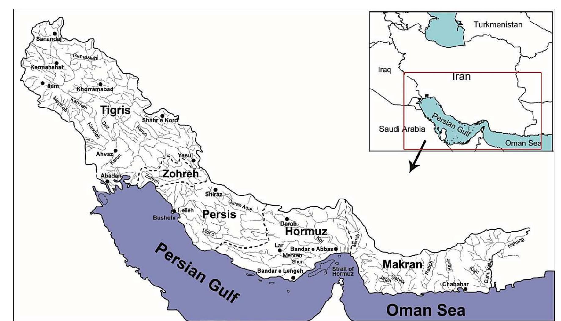 The geographic location of the hormuz river system (hrs) in