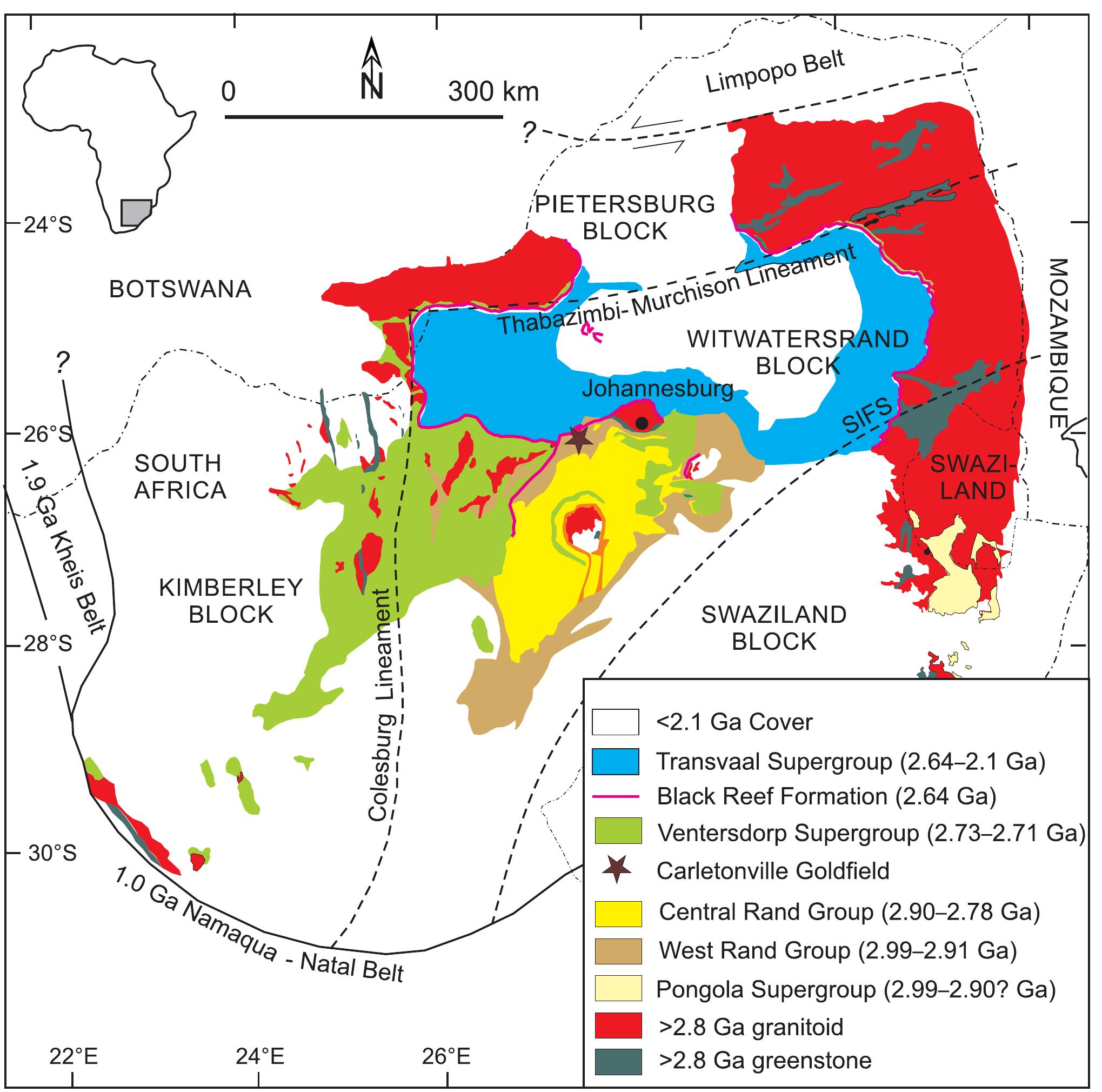A simplified geological map of selected basement units of