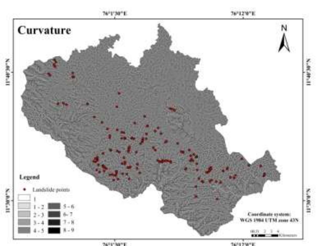 Elevation map of the study area fig. 11: curvature map of
