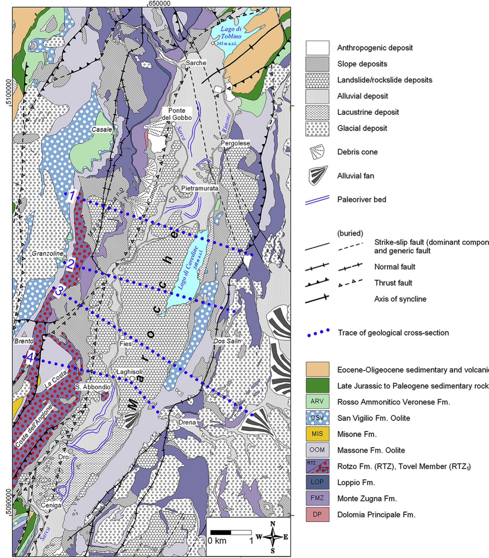 Geological map of the lower sarca valley (data from the