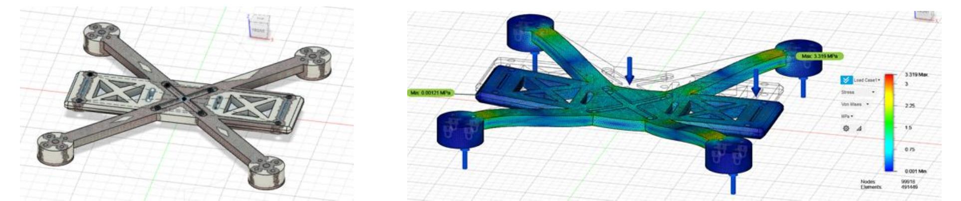 Iteration 2 a) shape optimized design b) stress analysis