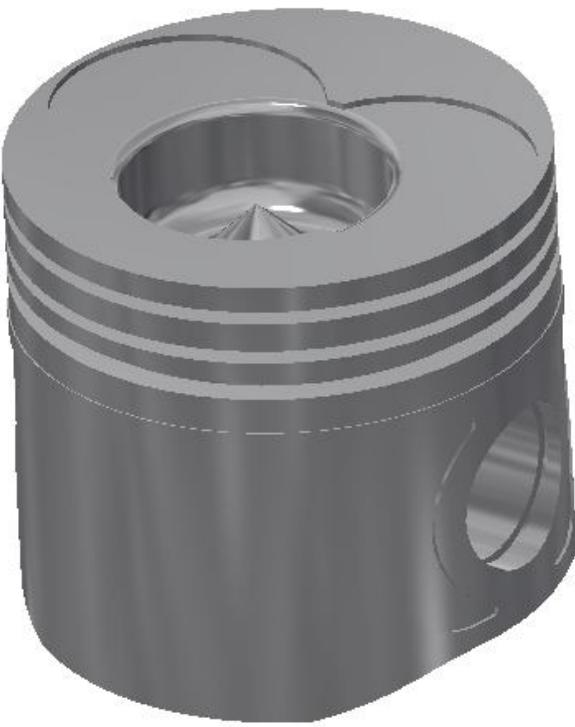 The 3d piston model was built, using autodesk inventor,
