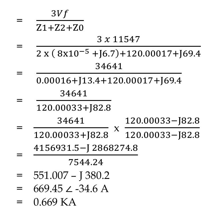 Calculates the single-phase fault current from the above