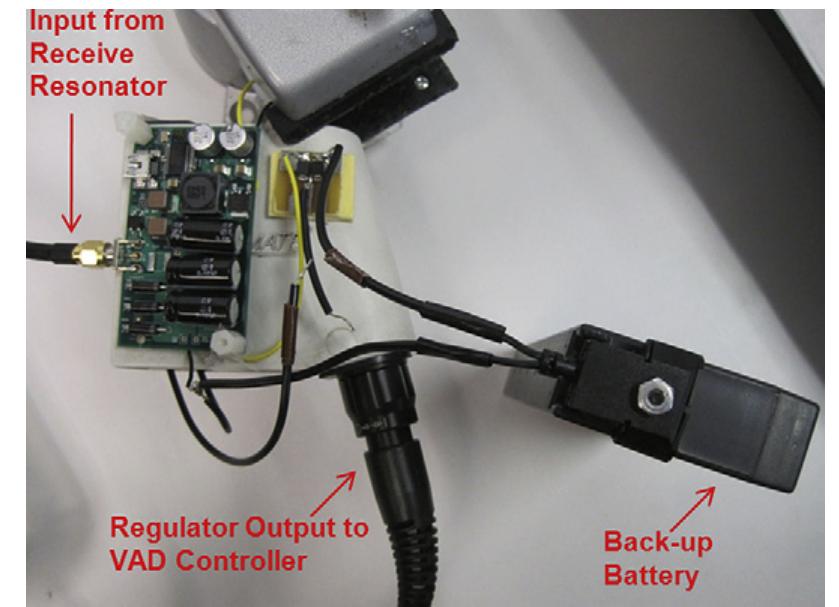 Rf-dc rectifier and dc-dc regulator circuit with back-up