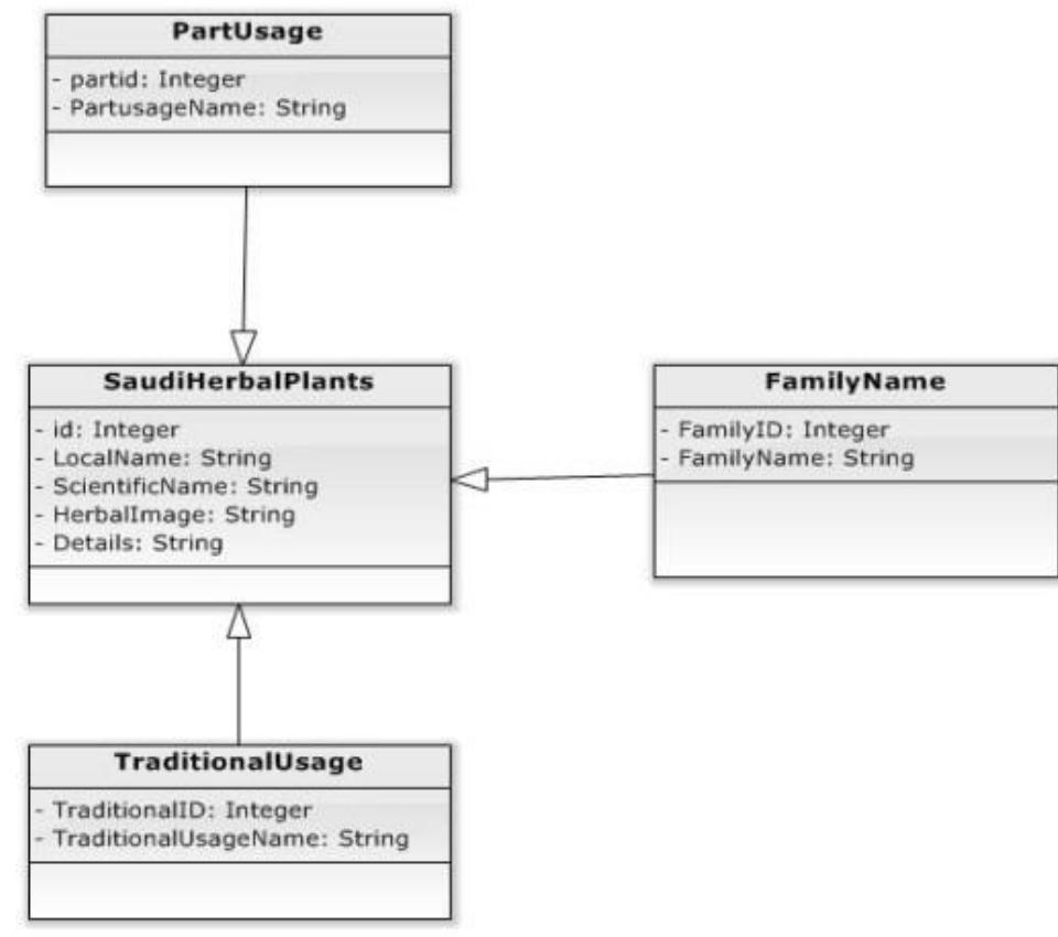 Class diagram of saudi herbal plants information system