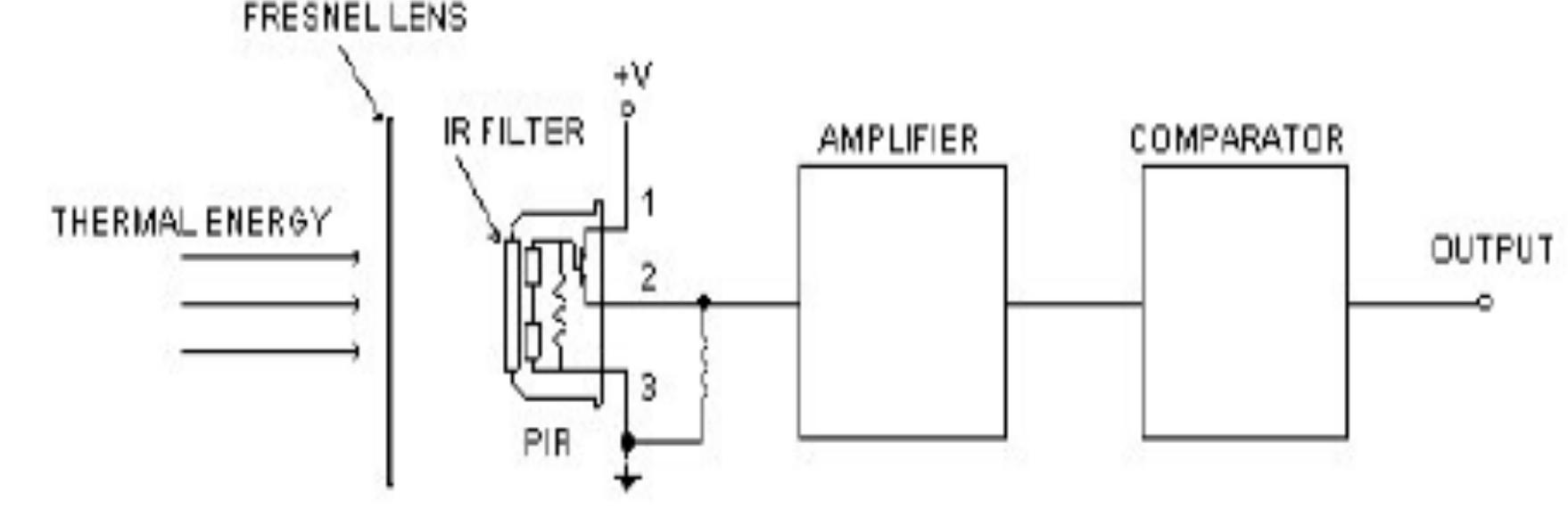 Internal structure of pir sensor. radiation within a body in