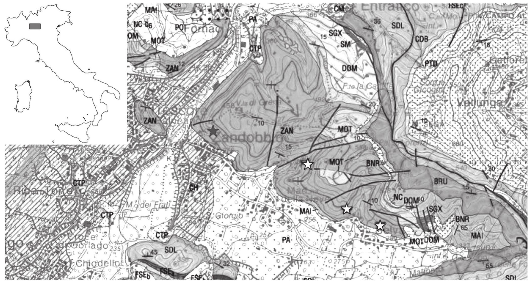 Geologiacl map of the zandobbio marble area, modified from