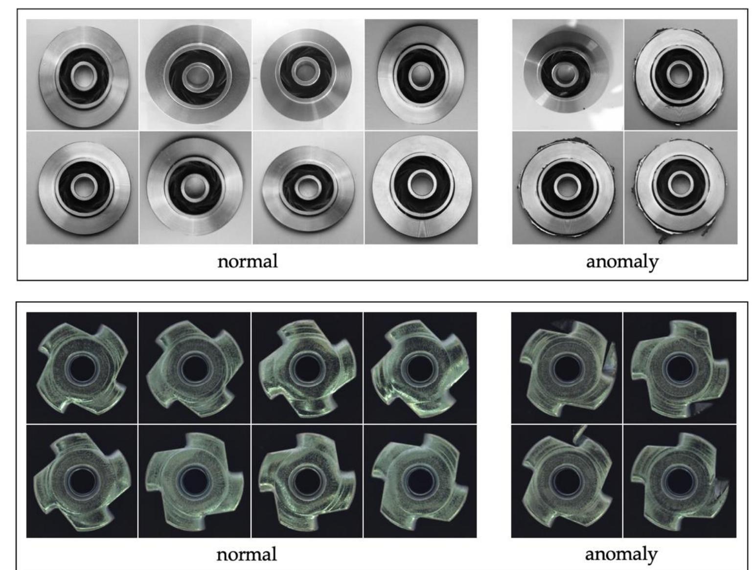 Sample images from mc dataset (first row) and mvtec