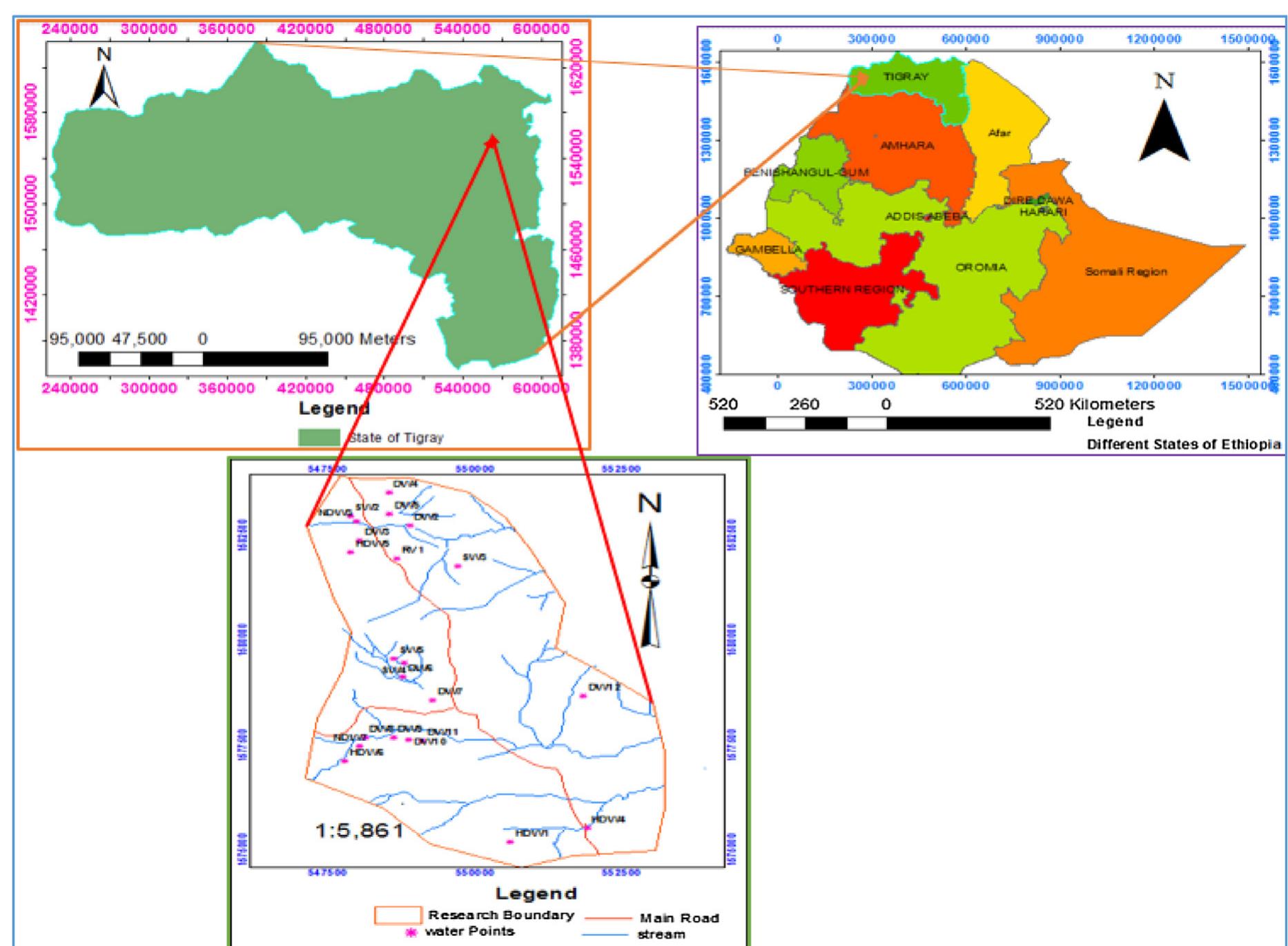 Location map of the study area. bution of the parameter and
