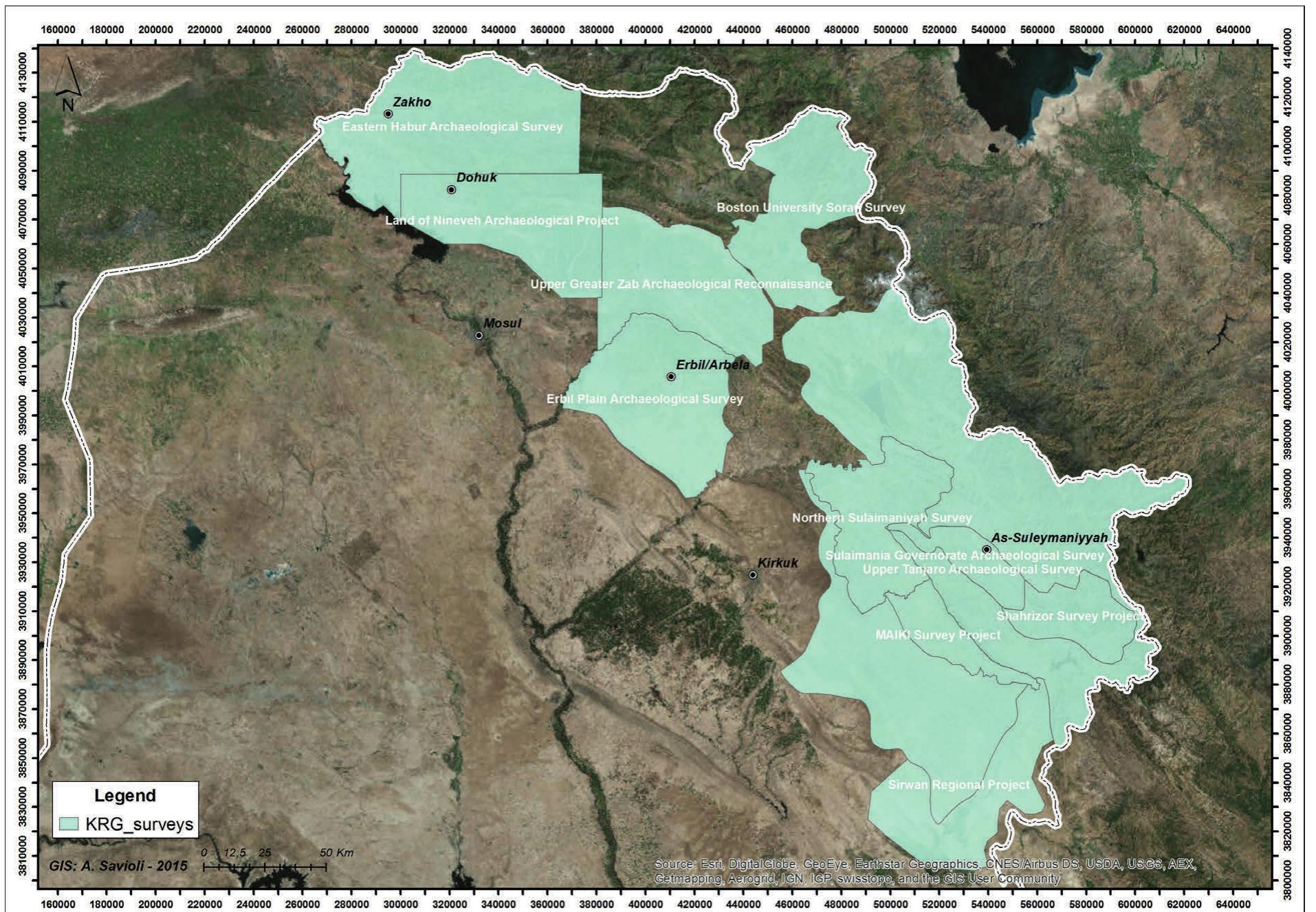 Map of the archaeological survey projects currently ongoing