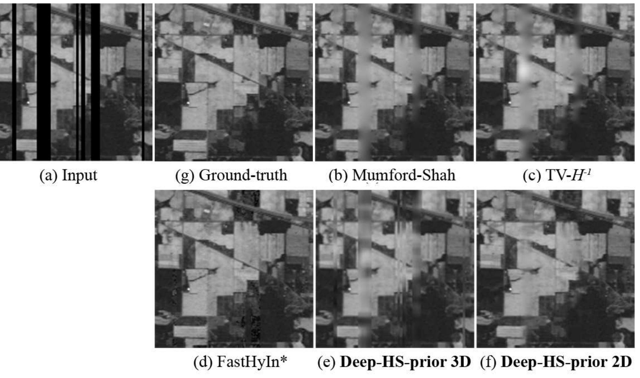 Hsi inpainting results. aviris indian pines dataset; band