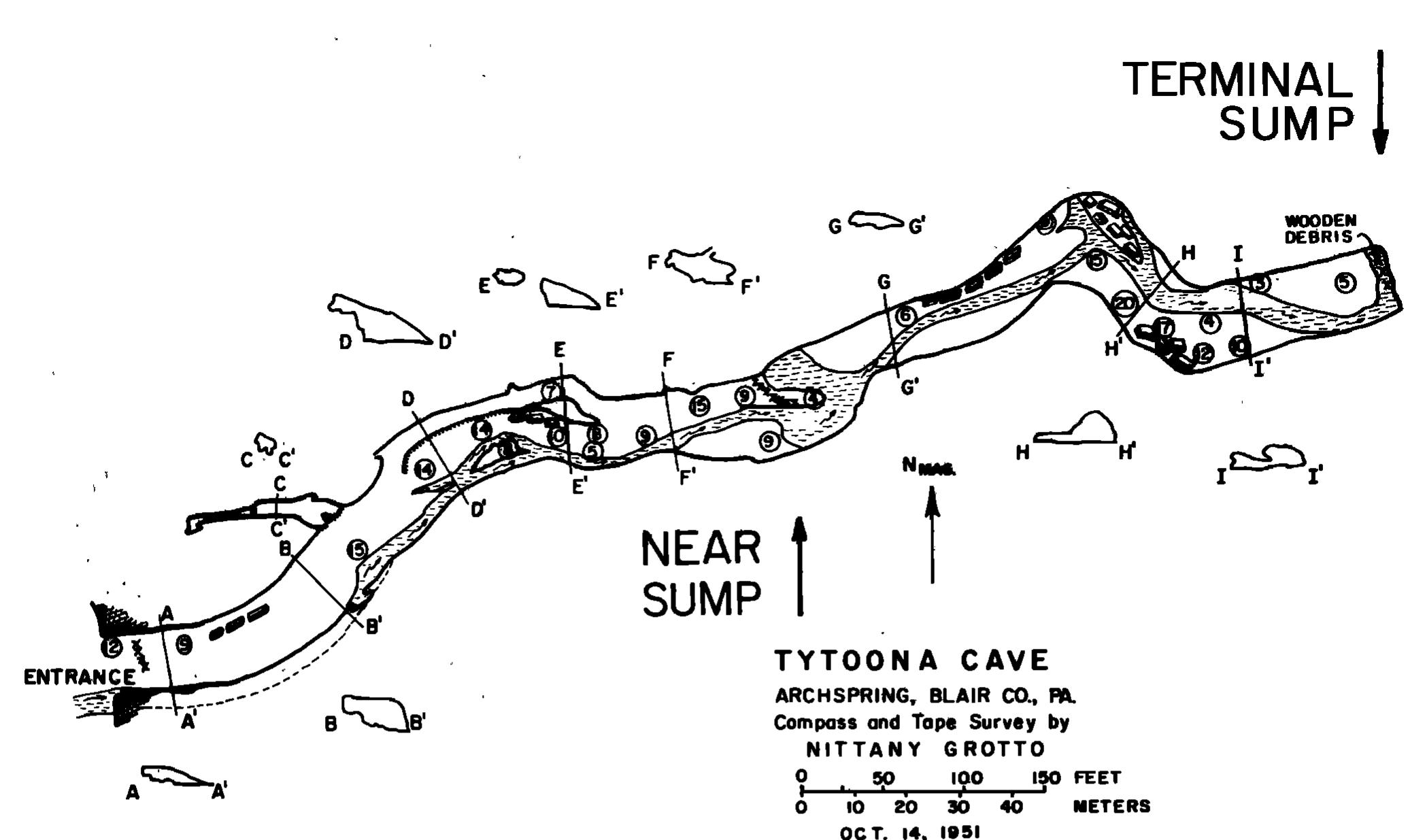 Map of tytoona cave showing sampling locations. circled