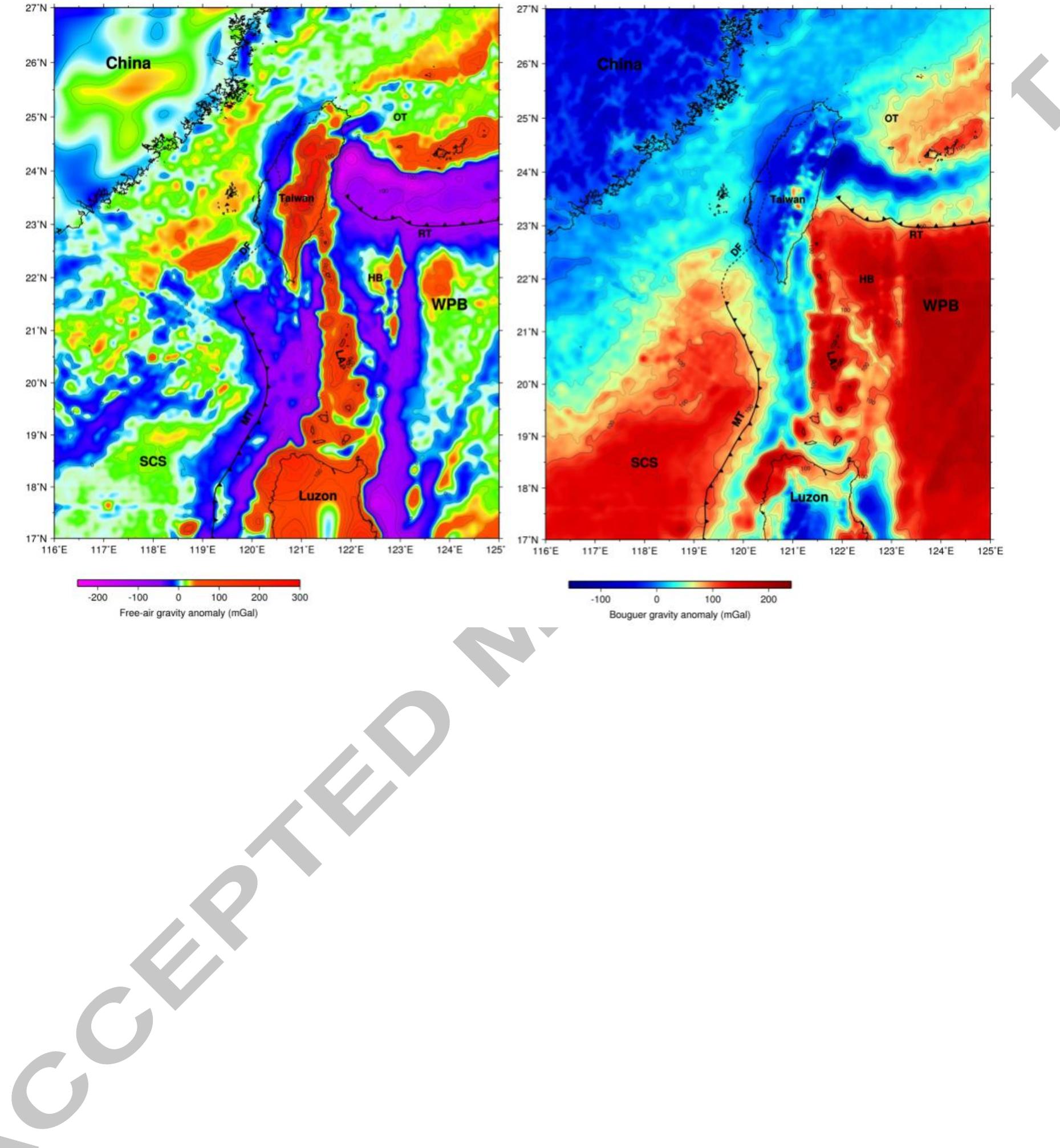 Figure 9 - New gravity anomaly map of Taiwan and its Figure 9 - New gravity anomaly map of Taiwan and its