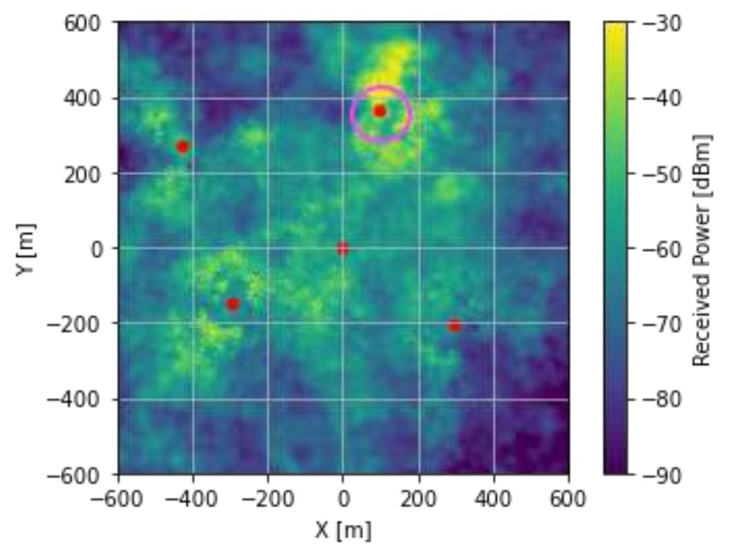 Example of an rsrp map summed over all the sectors. base