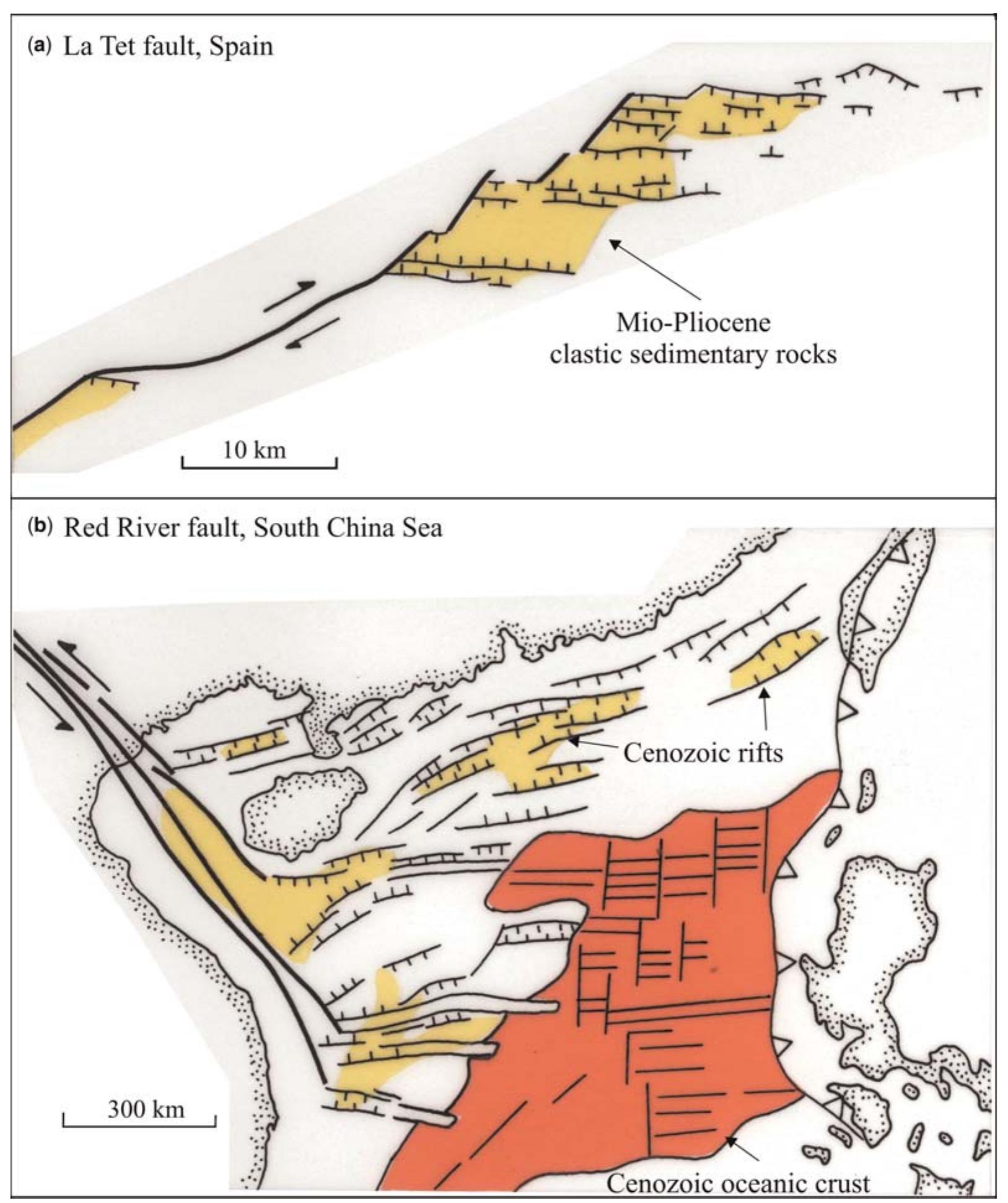Examples of strike-slip fault termination basins that are