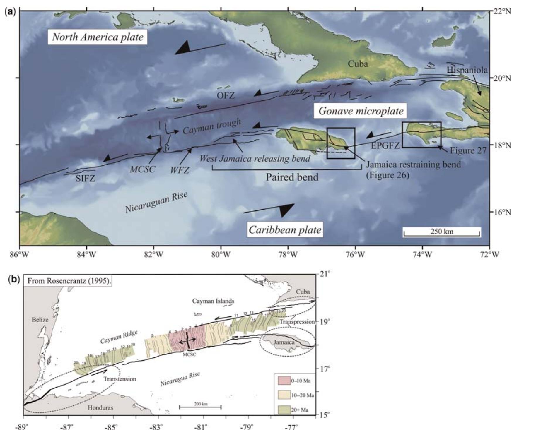 (a) regional tectonic map of the north america—caribbean