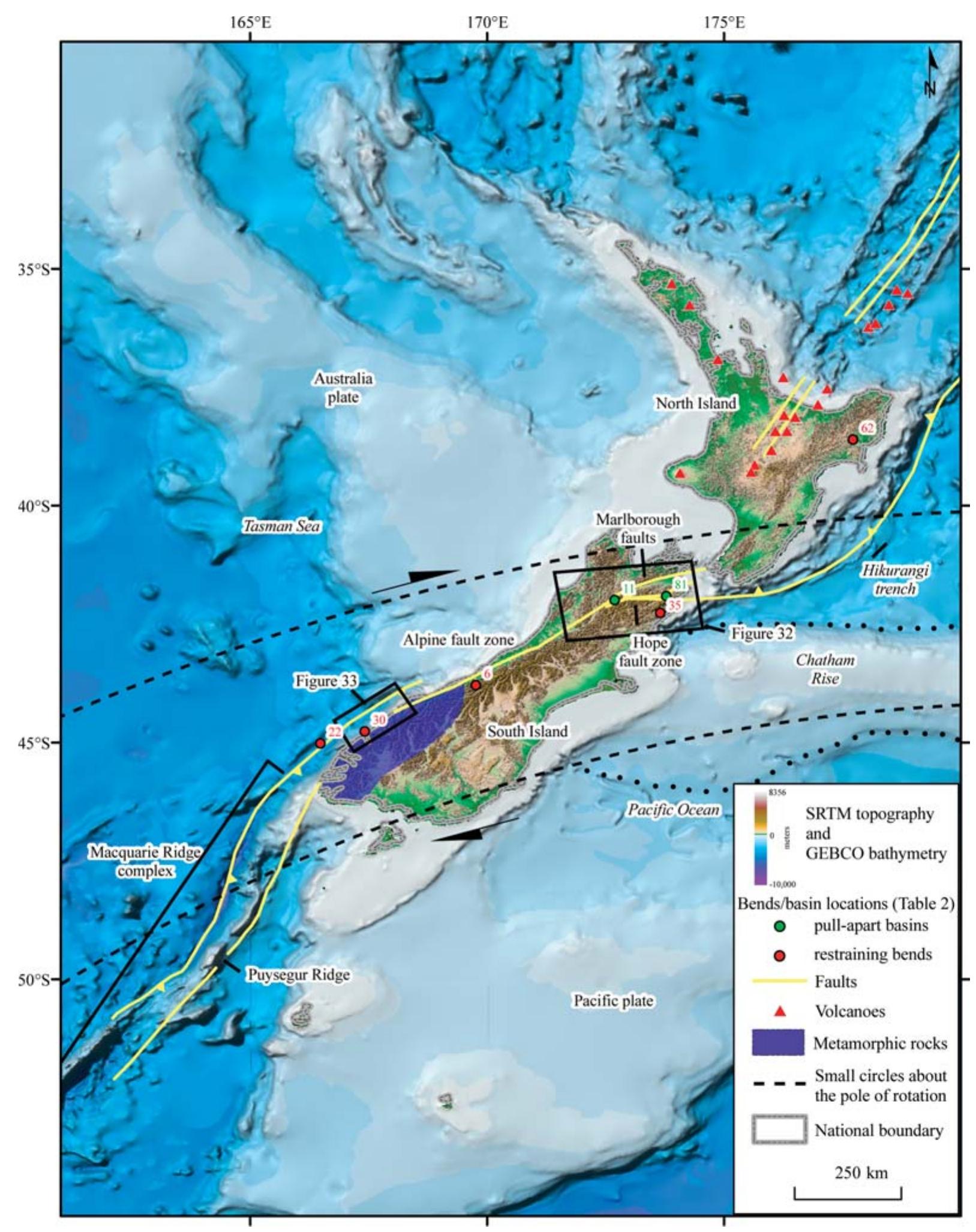Regional tectonic map of the alpine strike-slip fault system