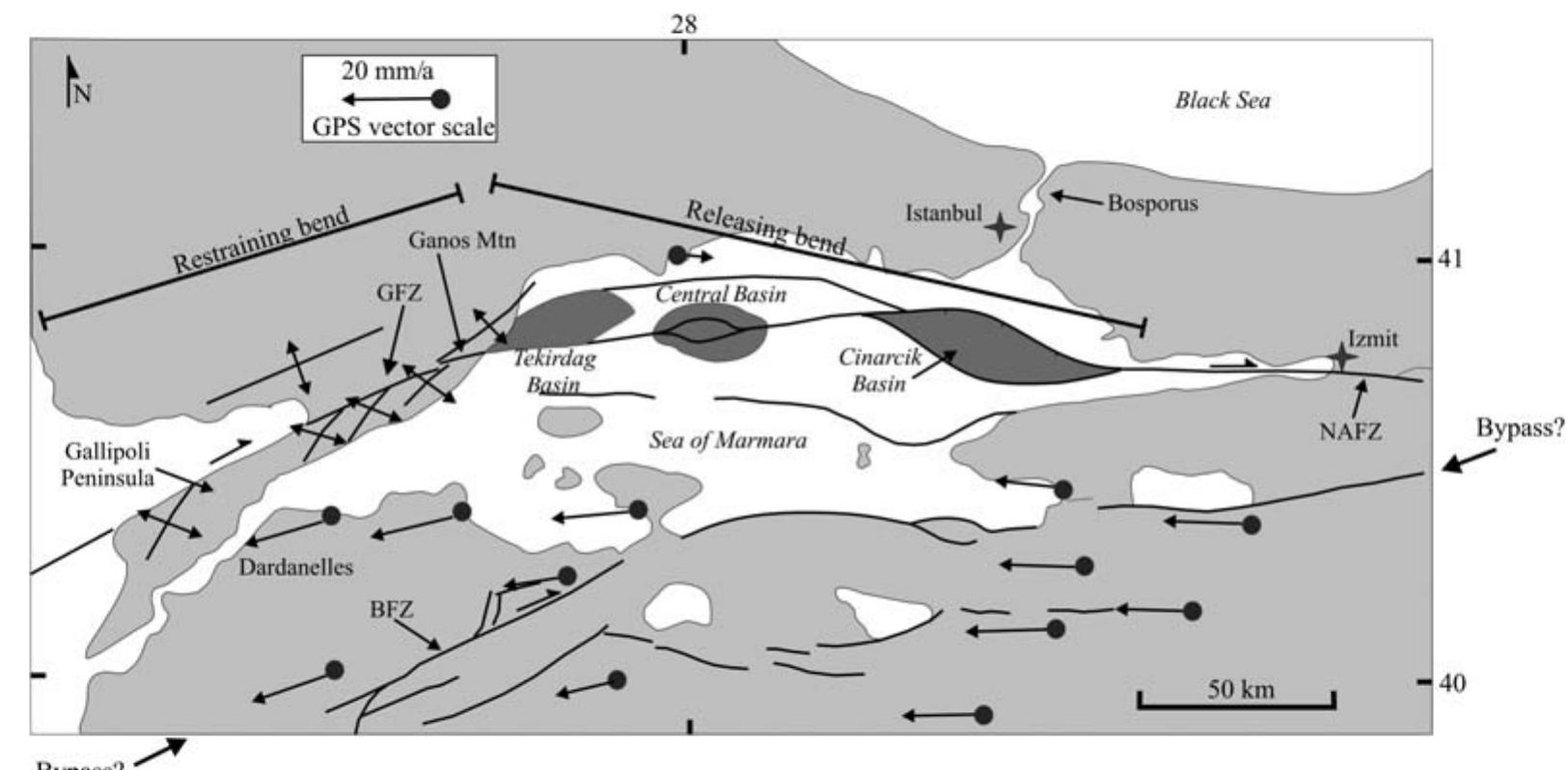 Schematic map of the active traces of the north anatolian