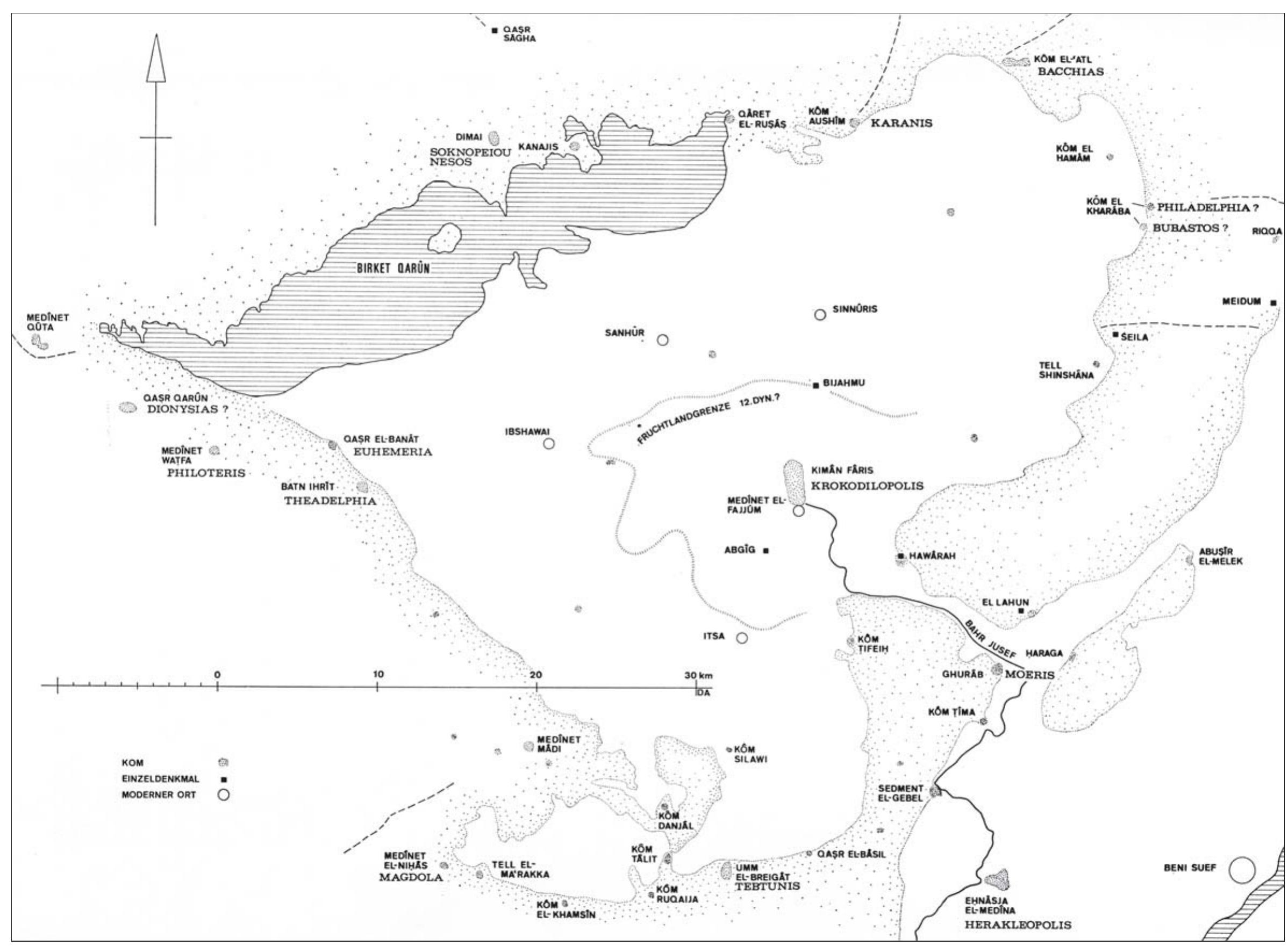 Map of the fayum (drawing by d. arnold. published in arnold
