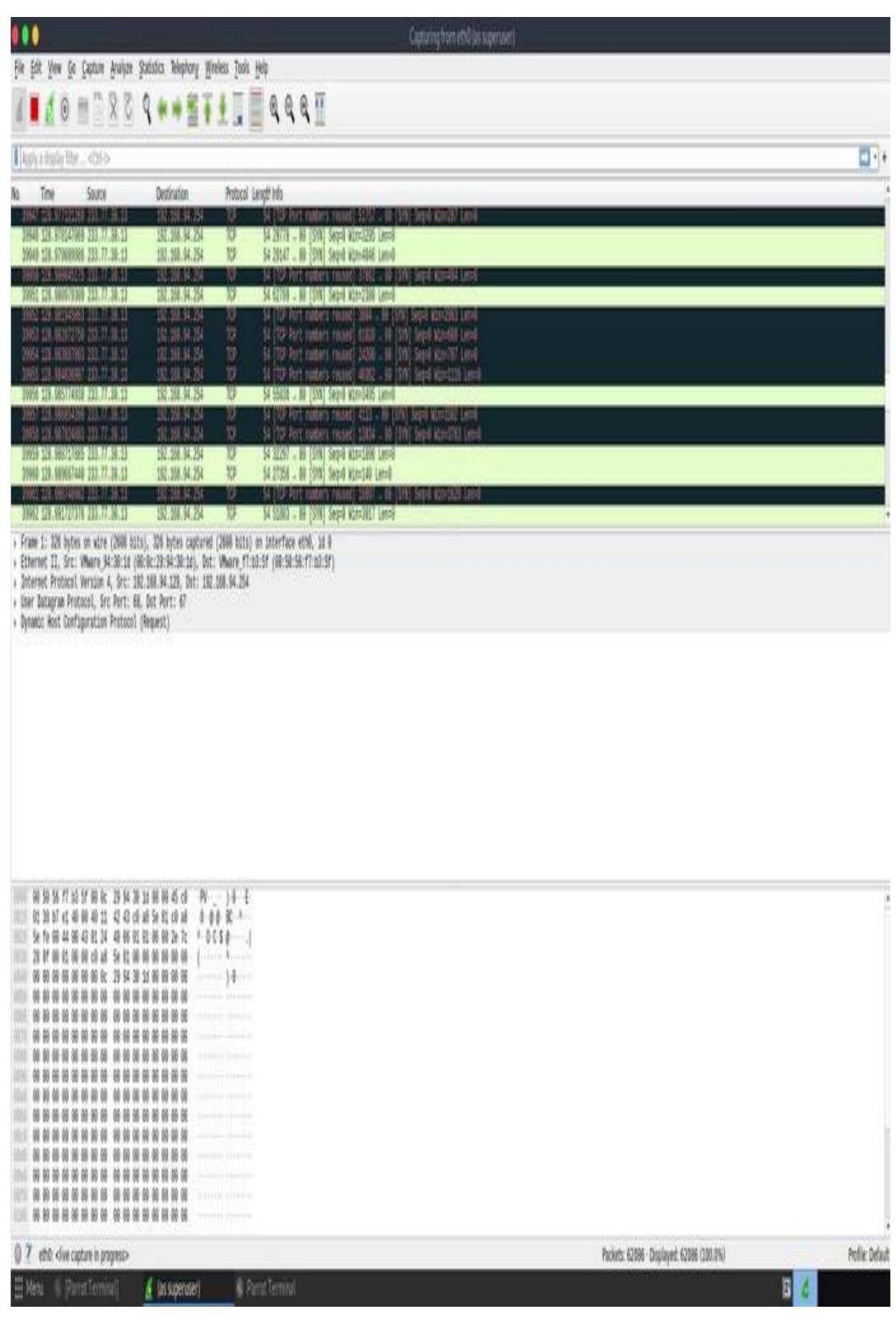 Wireshark detecting and blocking the dos attack. then we