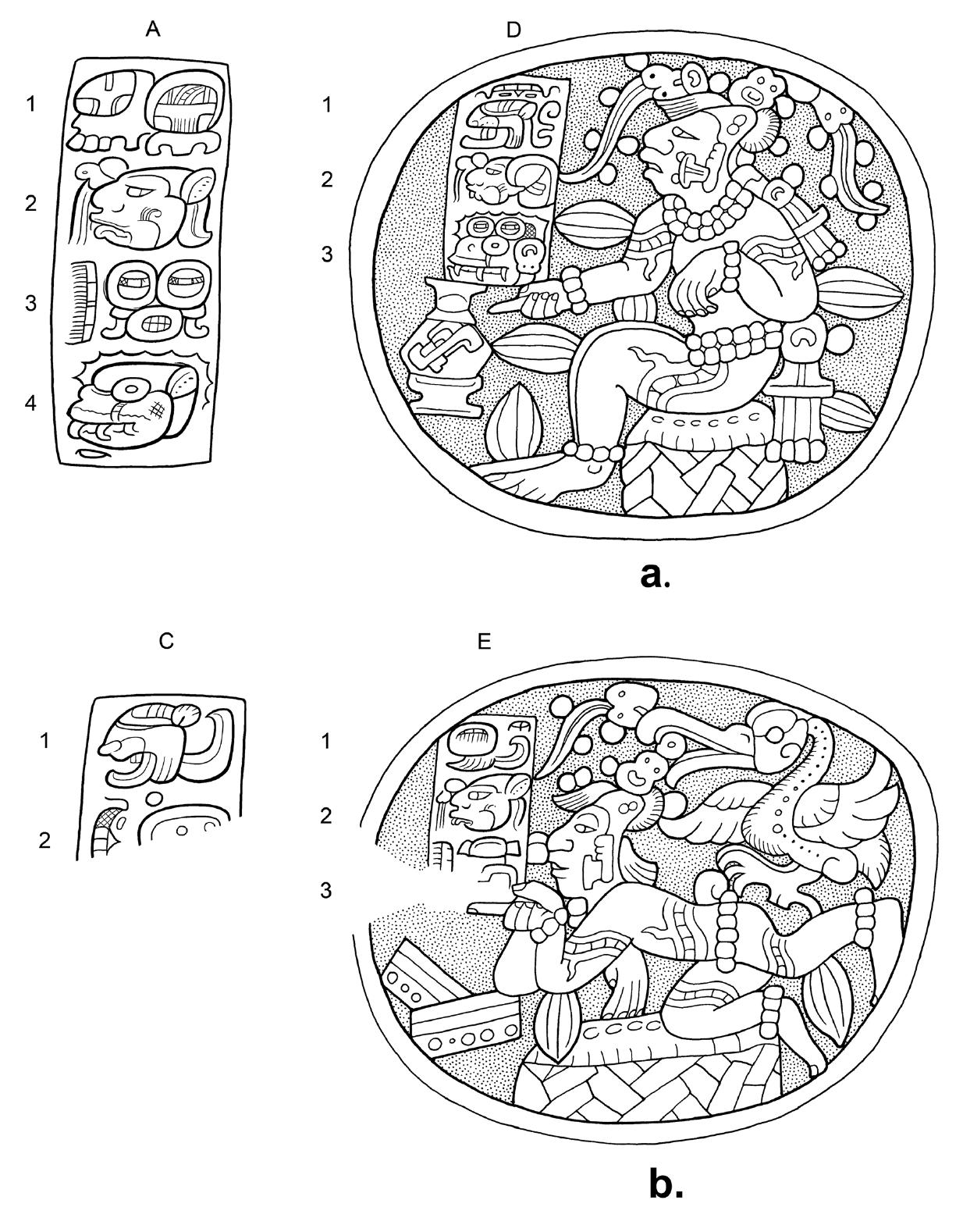 4. maya maize god as cacao tree: a, the seated god points to