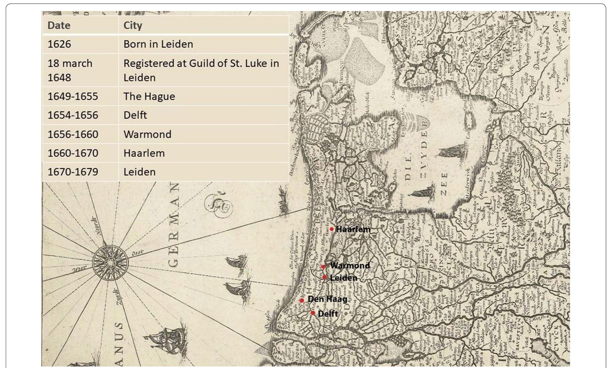 Contemporaneous map of holland with cities steen lived in