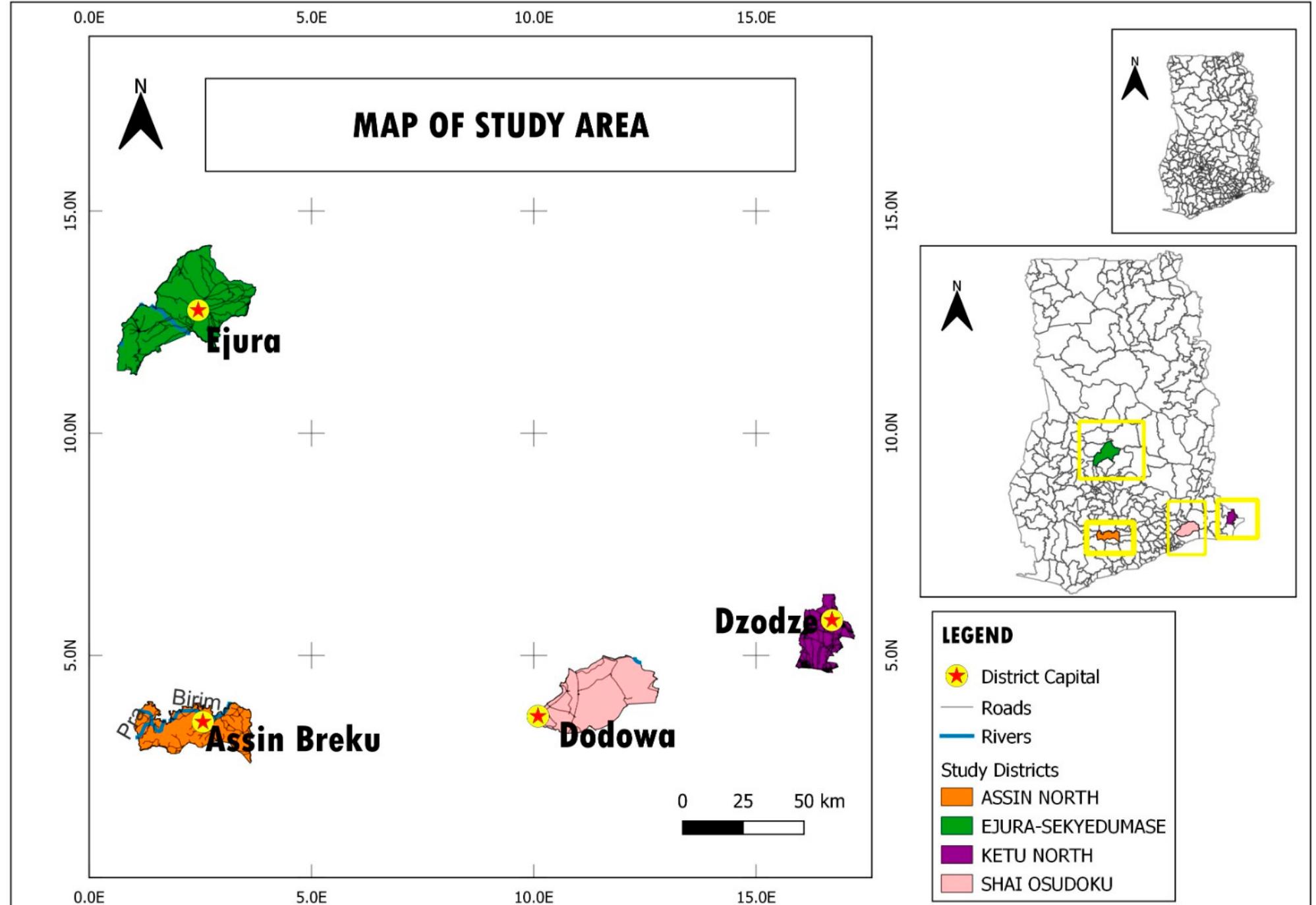 Map of ghana showing the study area. source: cergis,