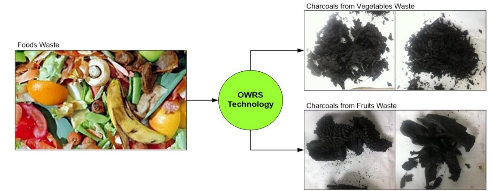 Foods waste to solid material transformation using the