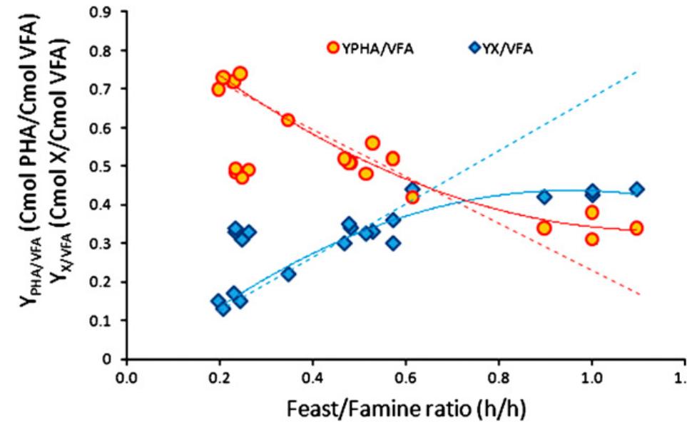 pha and active biomass yields on substrate in sbr