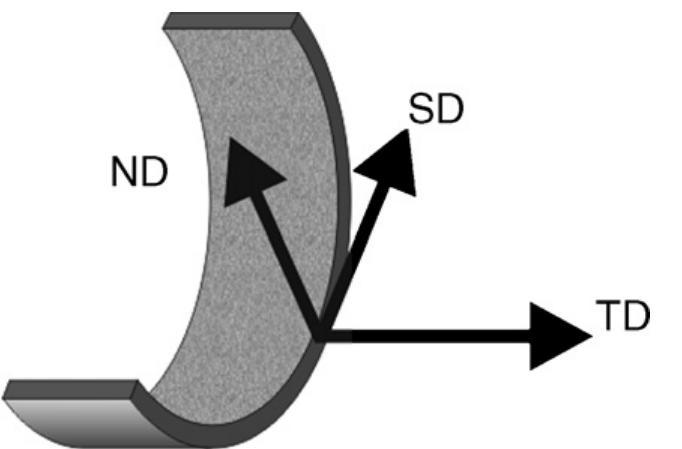 Sample reference system for strip and bearings, indicating