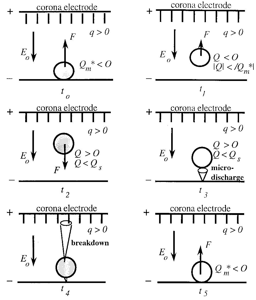 Schematic representation of conductive particle movements in