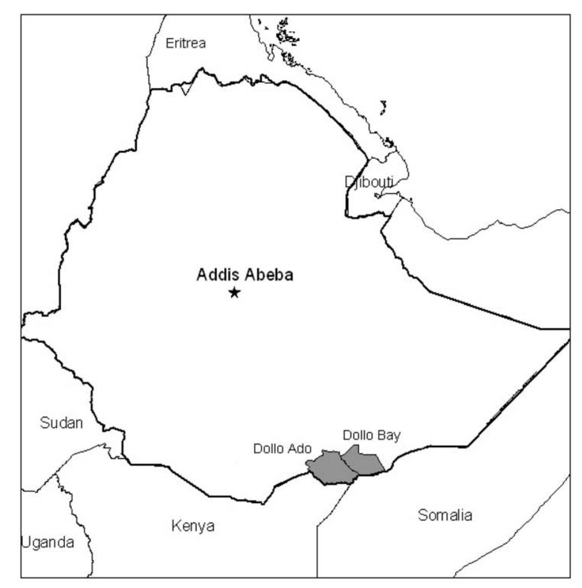 Map of dollo ado and dollo bay districts, southern ethiopia